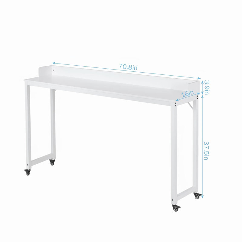 Inbox Zero Dakera 70.8'' W Overbed Table with Wheels, Rolling Bed Desk, Writing Desk for Queen ...